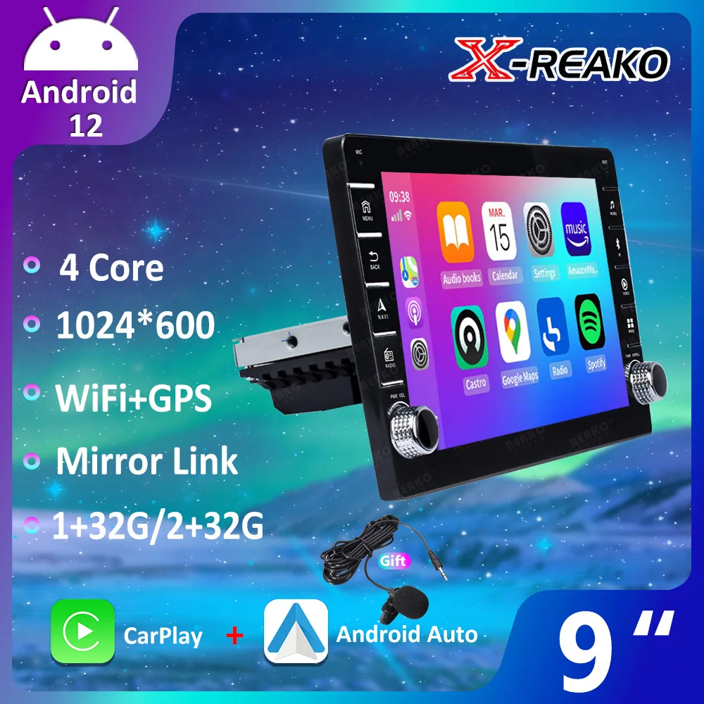 X-REAKO-1-Din-9-Polegada-Android-12-R-dio-Do-Carro-2G-32G-Universal ...