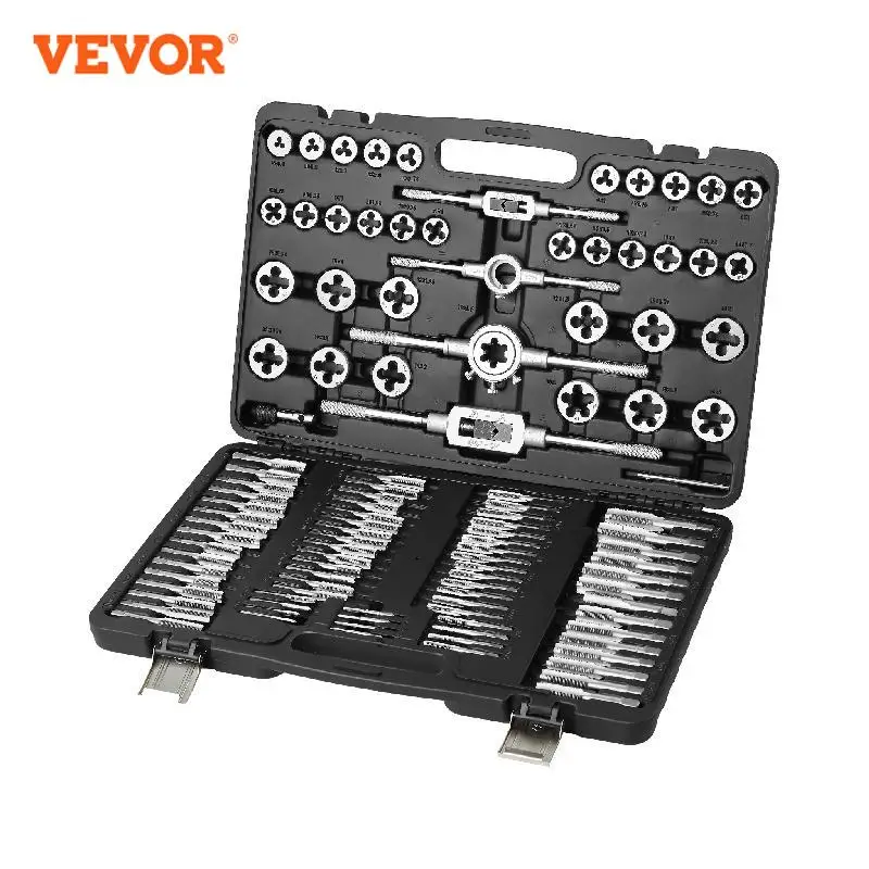 VEVOR Tap and Die Set 40PCs 60PCs 80PCs 110PCs Metric or SAE Standard Bearing Steel Taps and ...