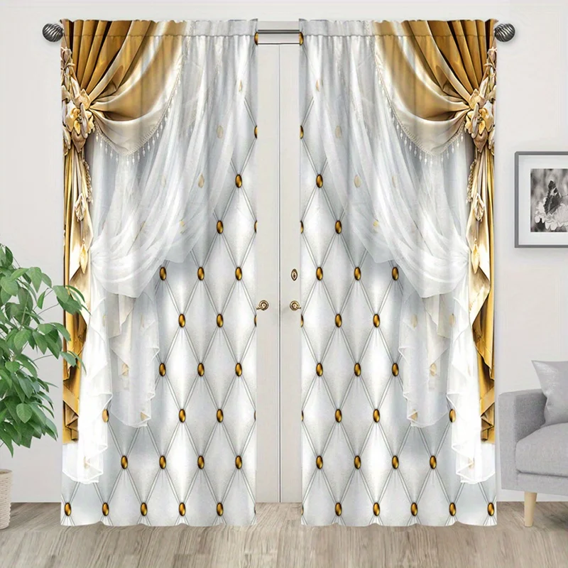 2pcs-Elegant-Yellow-Window-Curtains-for-Living-Room-Bedroom-and-Dorm ...