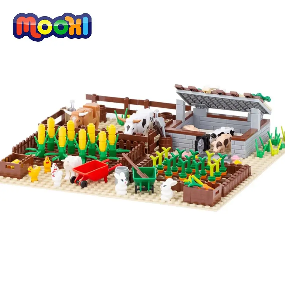 MOOXI-City-Farm-MOC-Bricks-Animal-Pig-Cattle-Rabbit-Chicken-Action ...
