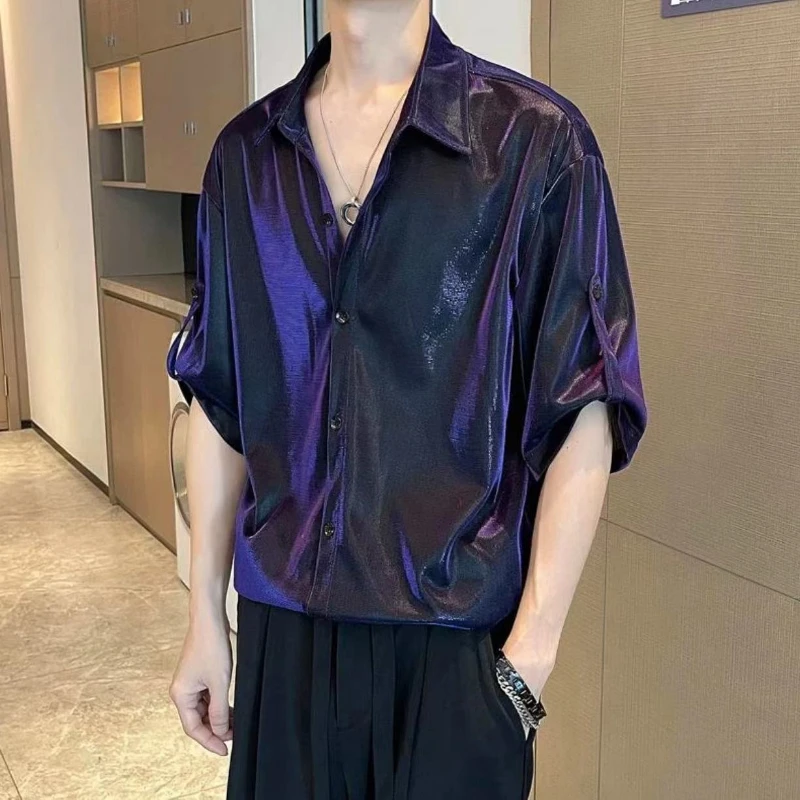 2024-Chao-Pai-Handsome-Square-Collar-Short-Sleeveliquid-State-Men-s ...