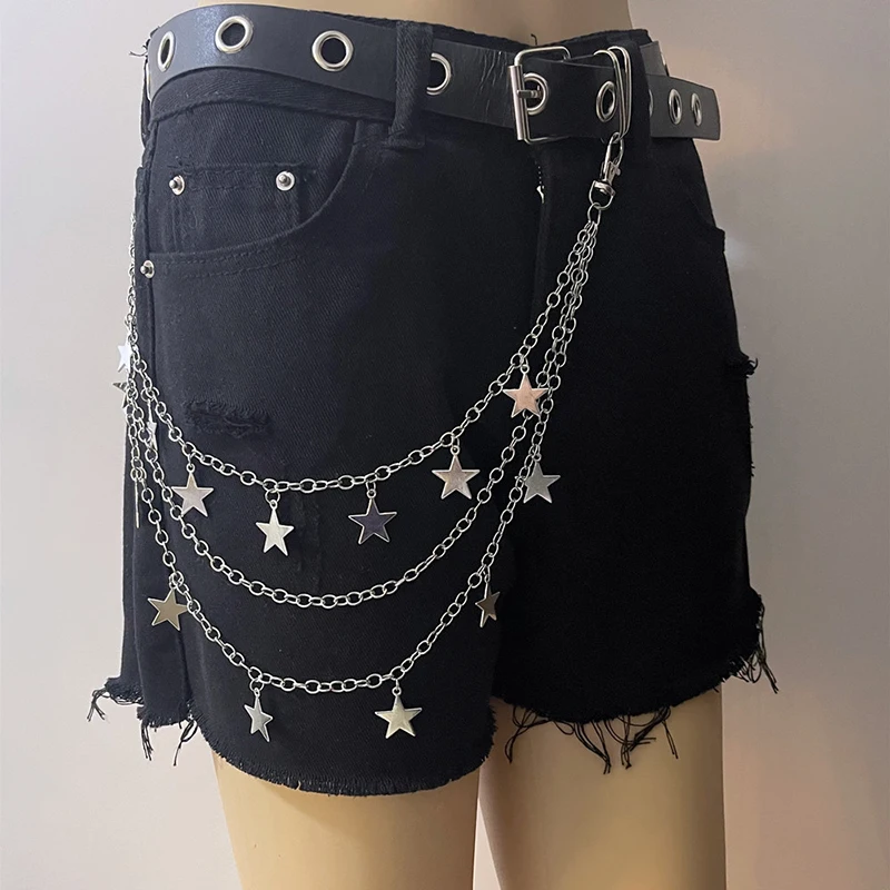 Metal-Punk-Steet-Layered-Chain-Star-Keychains-For-Women-Men-Waist-Key ...