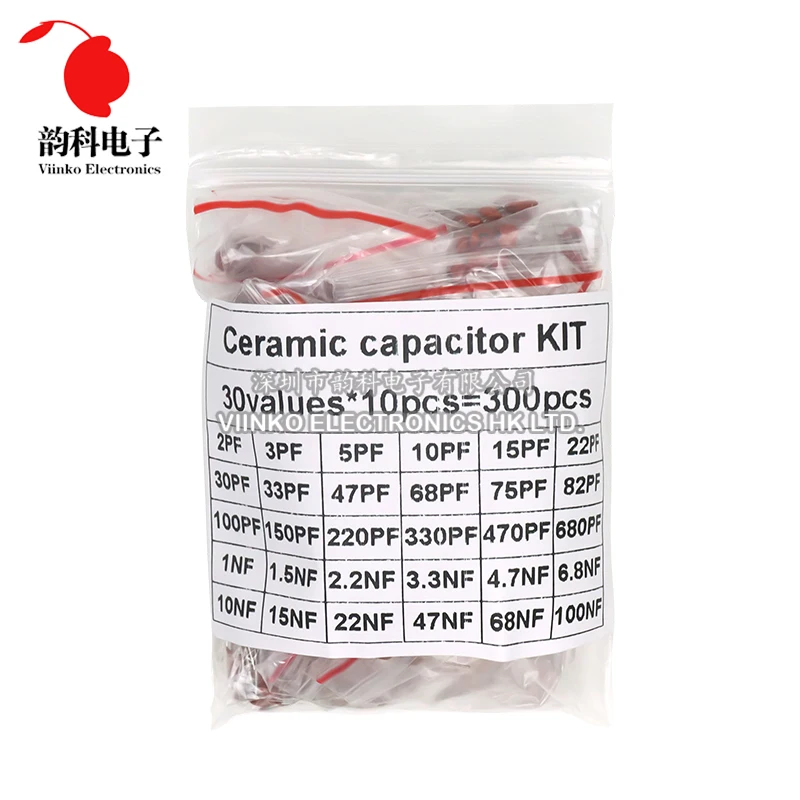 300pcs/lot Ceramic capacitor set pack 2PF-0.1UF 30 values*10pcs ...