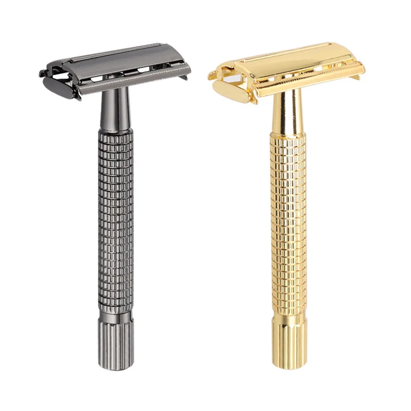 Double-Edge-Safety-Shaving-Razor-Black-Golden-Hair-Removal-Shaver ...