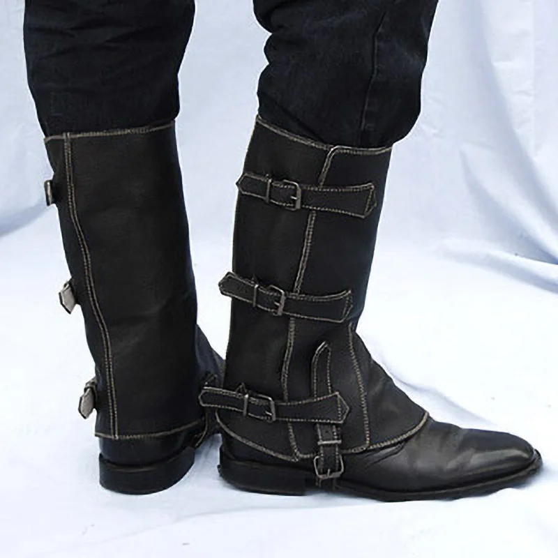 Medieval Steampunk PU Leather Leg Guard Armor Gaiter Viking Knight ...