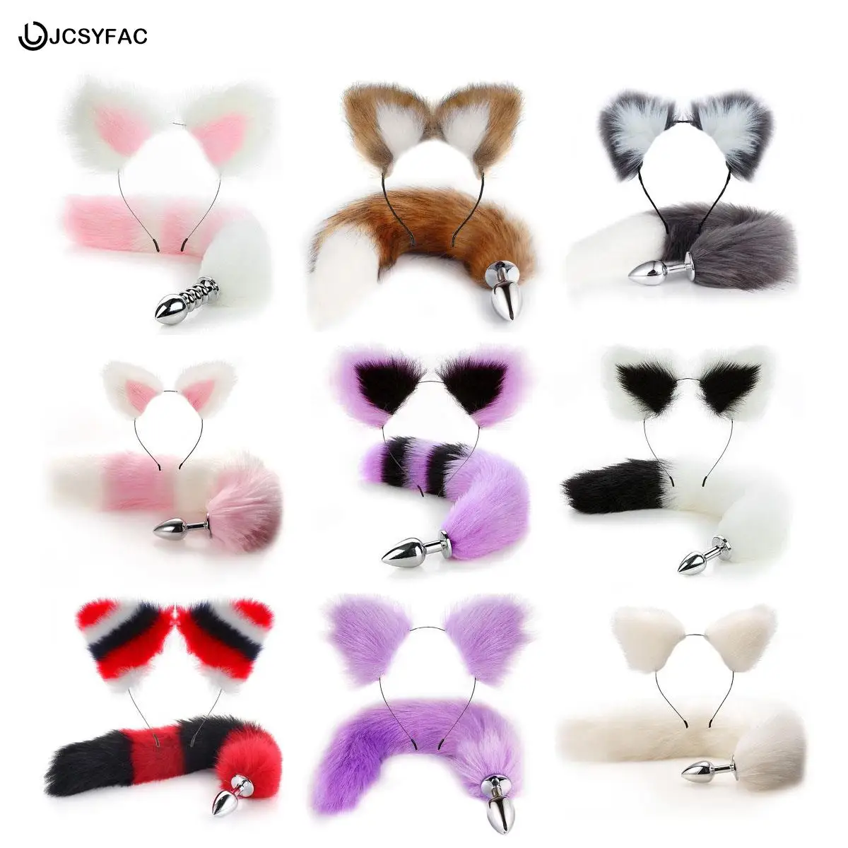 1/2pcs Sexy Fox Metal Butt Plug Tail Set With Hairpin Kit For Couple ...