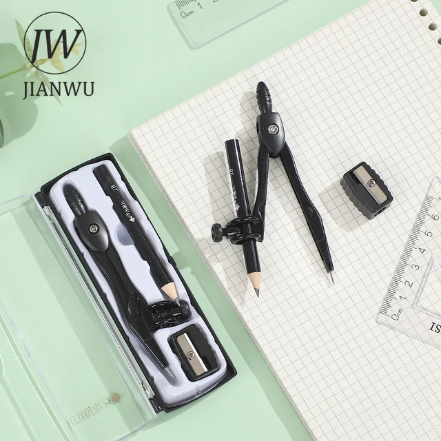 JIANWU Black Metal Compass Geometry Set Zinc Alloy Multifunction-clip ...
