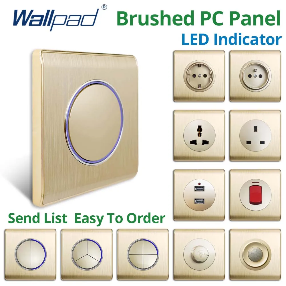 Wallpad-Plastic-Panel-With-Gold-Edge-Wall-Light-Switch-With-Large ...