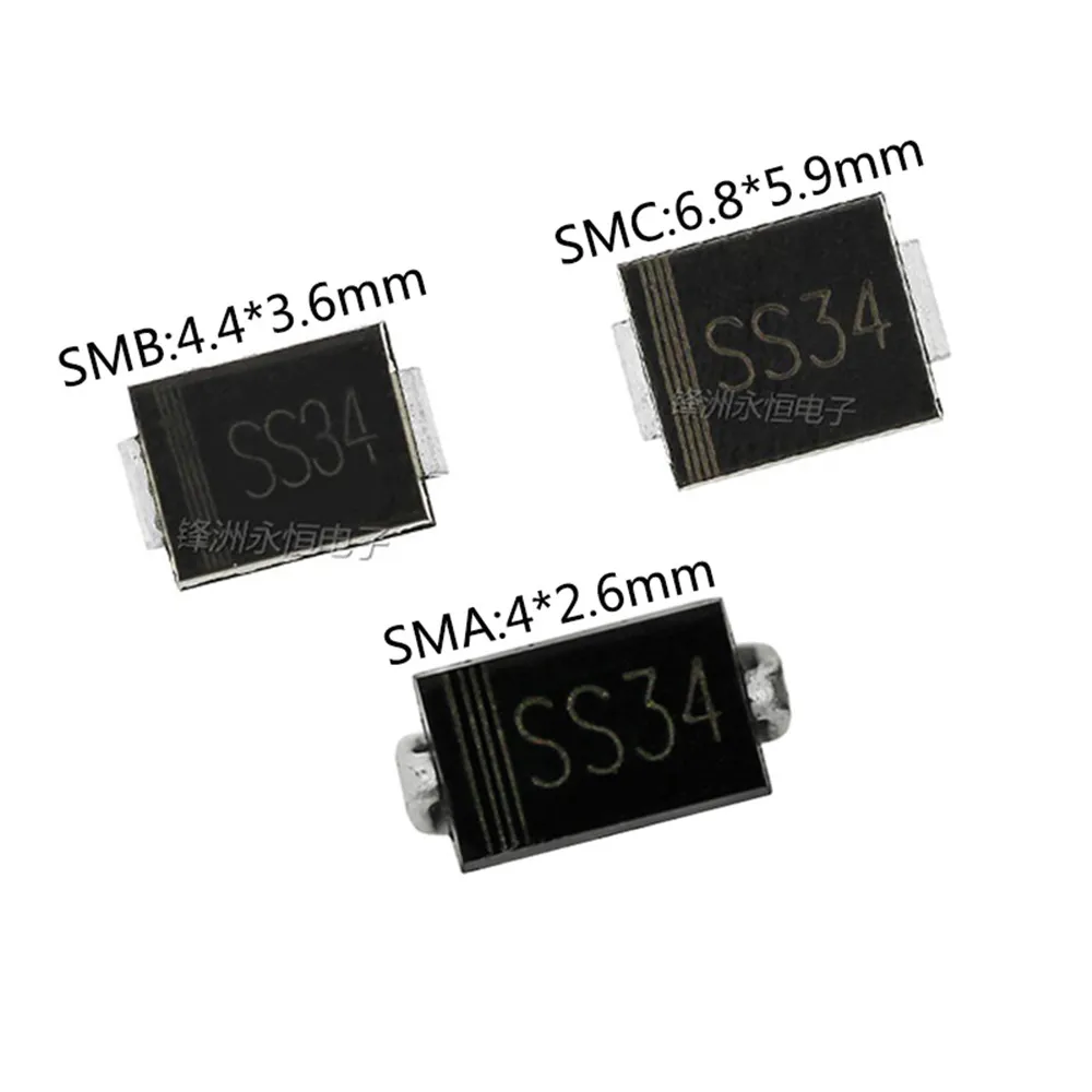 20PCS-SS34-IN5822-1N5822-Schottky-Diode-3A40V-Specifications-SMA-SMB ...
