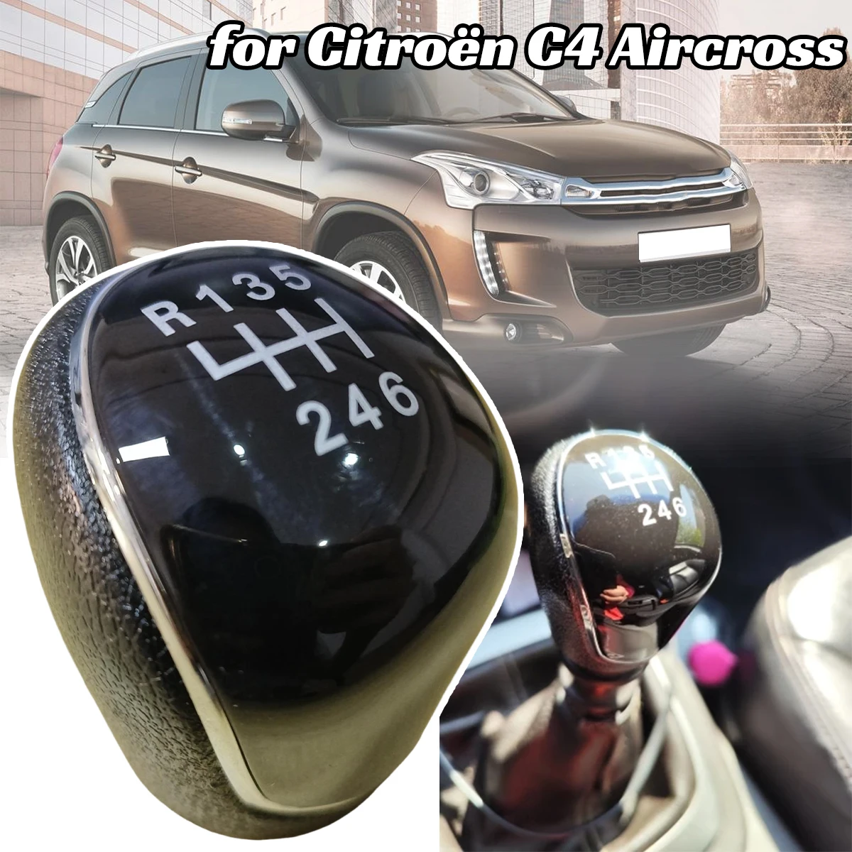 6SP +R MT Gear Shift Knob GearStick Lever Pen Shifter Handball Chrome ...
