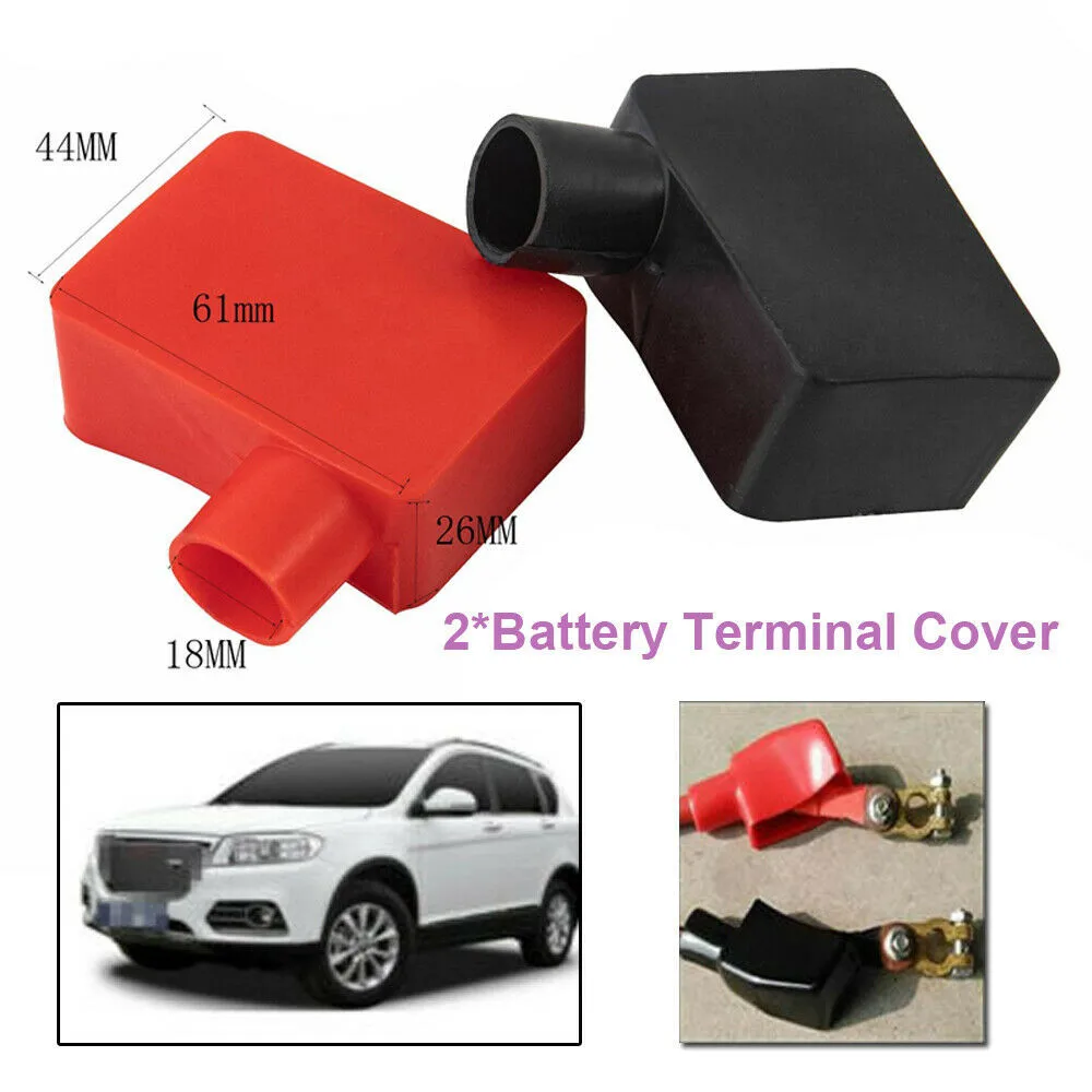 Car Battery Terminals Protector Cover Black & Red Rubber Negative ...