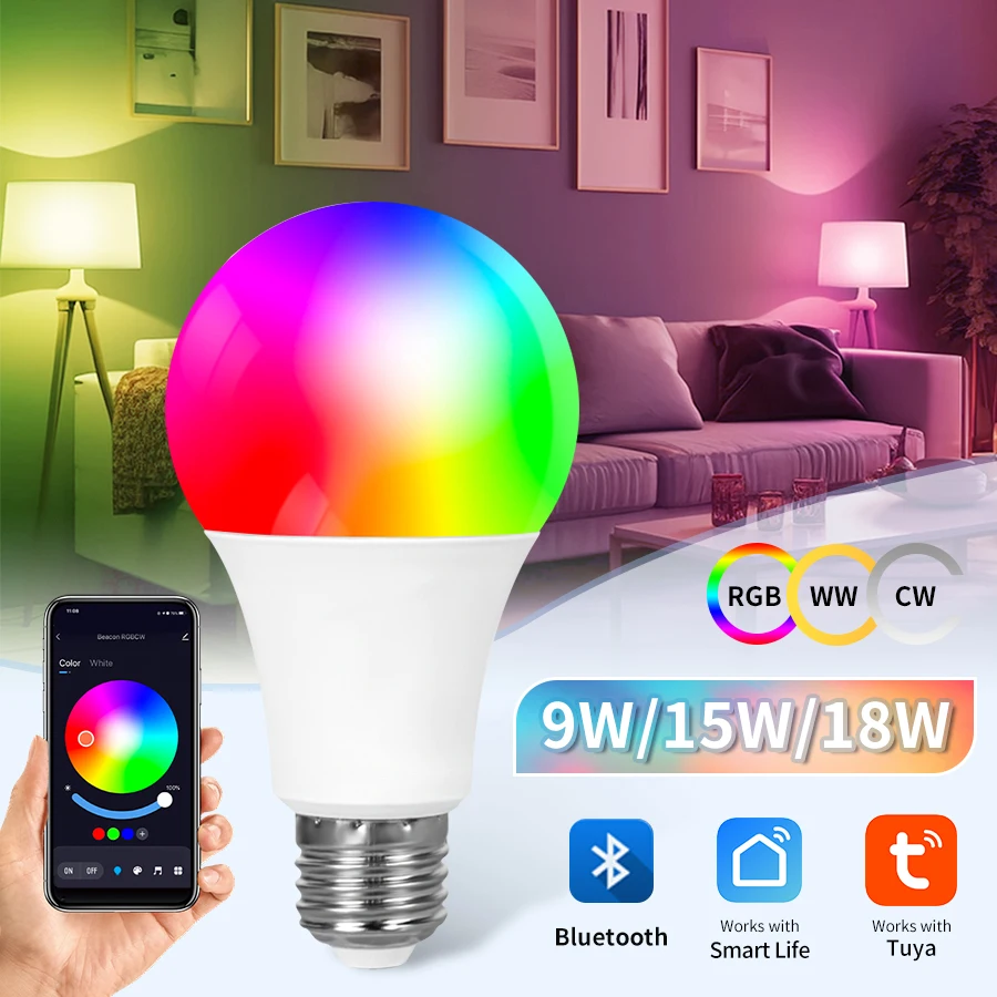Tuya-Bluetooth-Smart-Light-Bulbs-E27-LED-Lamp-RGB-Smart-Bulb-9W-15W ...