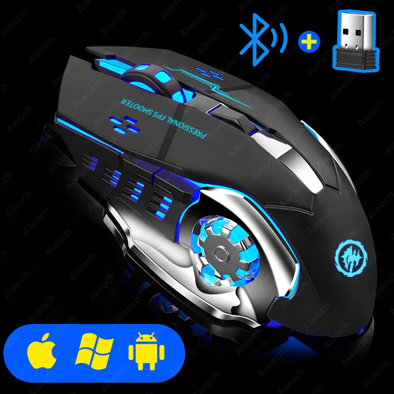 Rechargeable-Wireless-Mouse-Gaming-Computer-Silent-Bluetooth-Mouse-USB ...