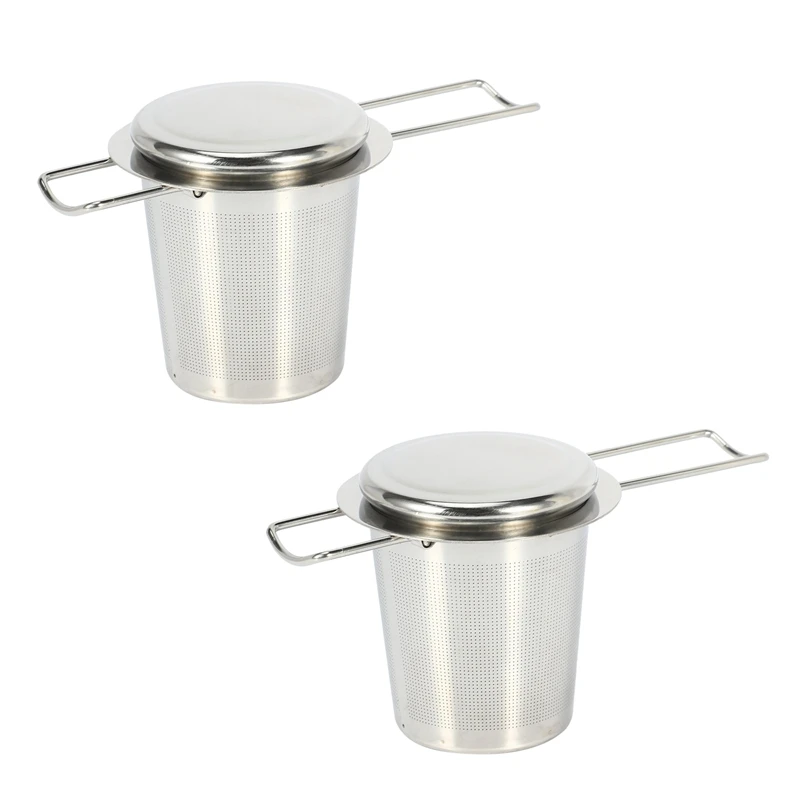 2Pc-Stainless-Steel-Tea-Infuser-Filter-Long-Handle-Folding-Tea-Strainer ...