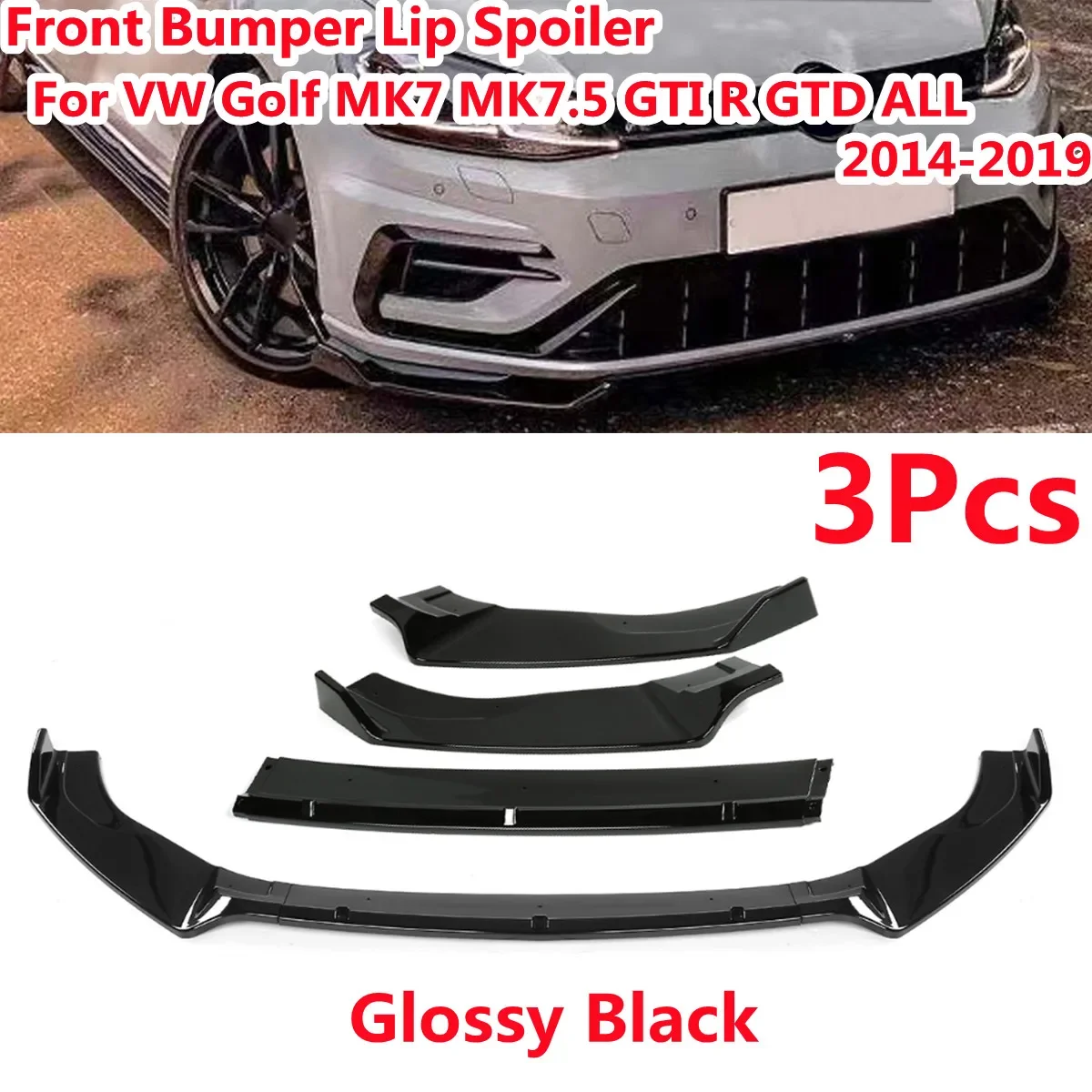 AUTORM Glossy Black Front Bumper Splitter Lip Diffuser Spoiler For ...