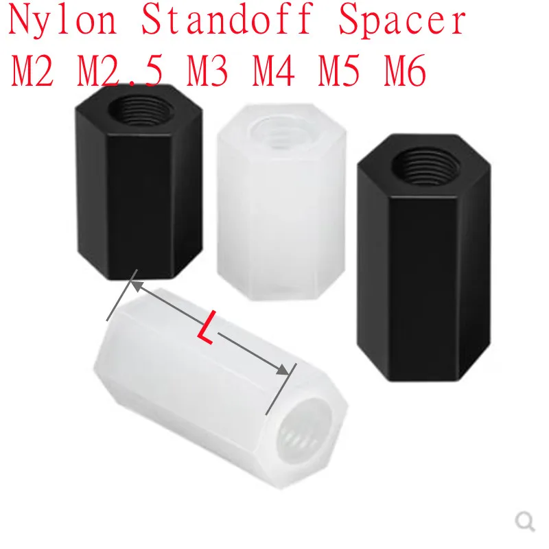 10-50pcs-female-to-female-nylon-standoff-M2-M2-5-M3-M4-L-white-black ...