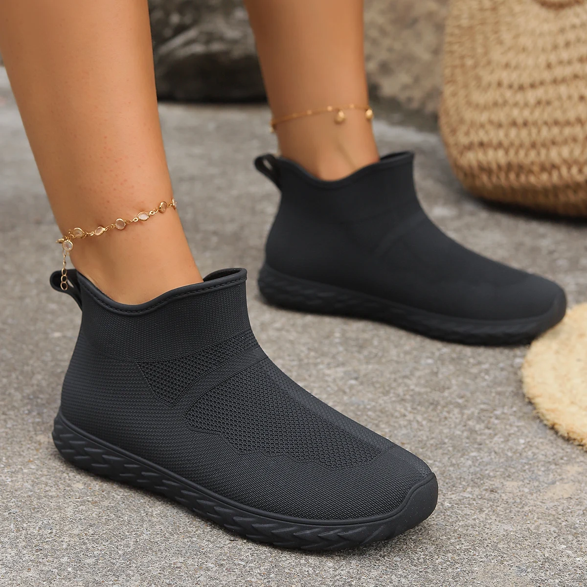 Women-s-Four-Seasons-Solid-Color-PVC-Water-Shoes-Fashion-Casual-Flat ...