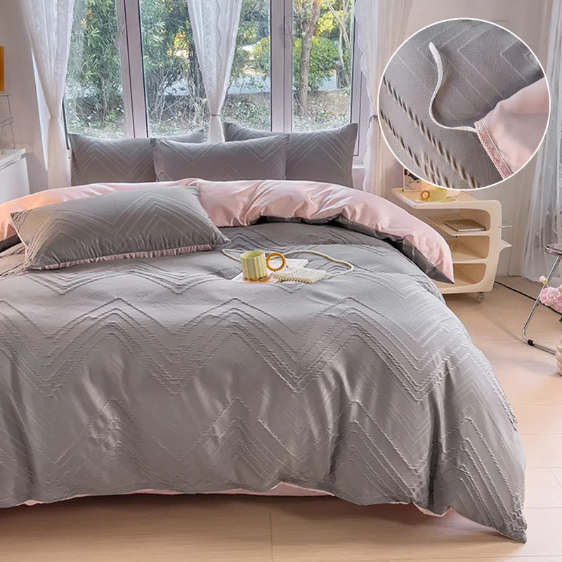 Solid Color Bedding Sets edredones de cama Geometric Bed Sheet Set 이불세트 ...