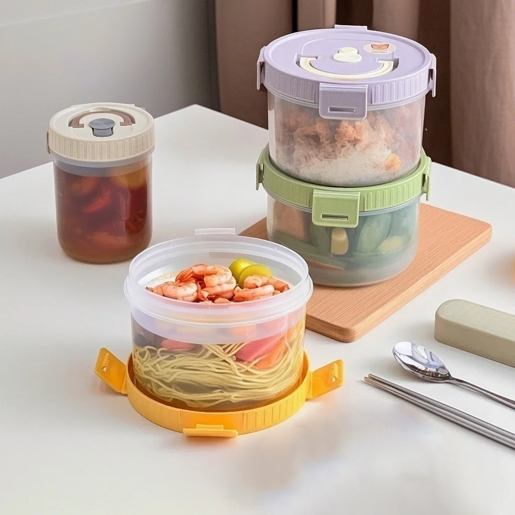 Transparent Round Plastic Lunch Box Portable Large Capacity Sealed ...