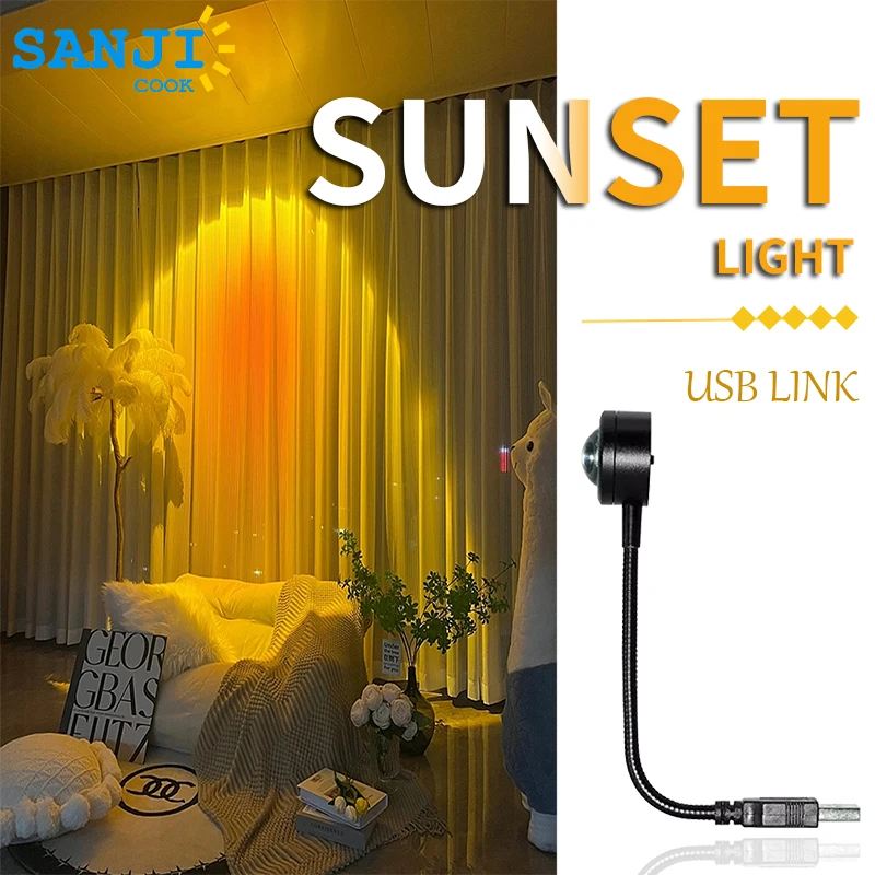 SanjiCook-USB-LED-Sunset-Lamp-Rainbow-Neon-Projector-Night-Light ...