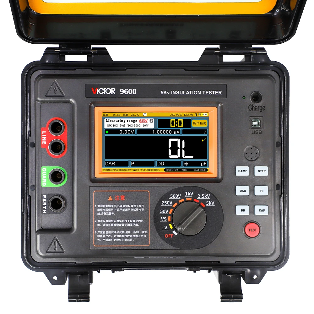 9600/9600B 高電圧絶縁抵抗計 10KV 5TΩ タッチカラースクリーン カスタム電圧テスト 工業用接地抵抗計 ...