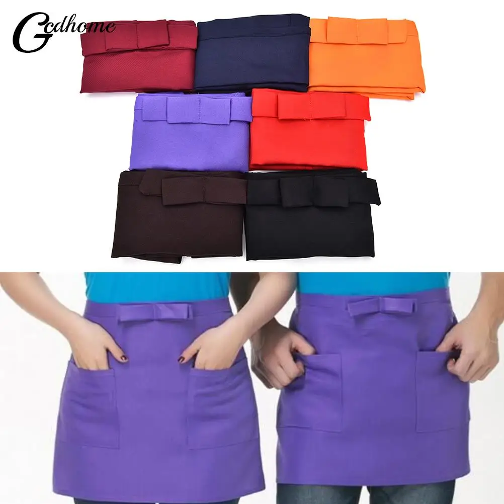 Black Waterproof Half Apron Catering Baking Bar Hotel Waiter Kitchen ...
