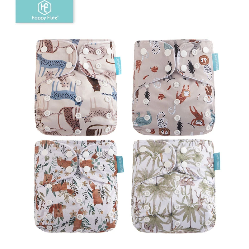 Happyflute 4pcs/Set Washable Eco Friendly Cloth Diaper Cover Adjustable ...