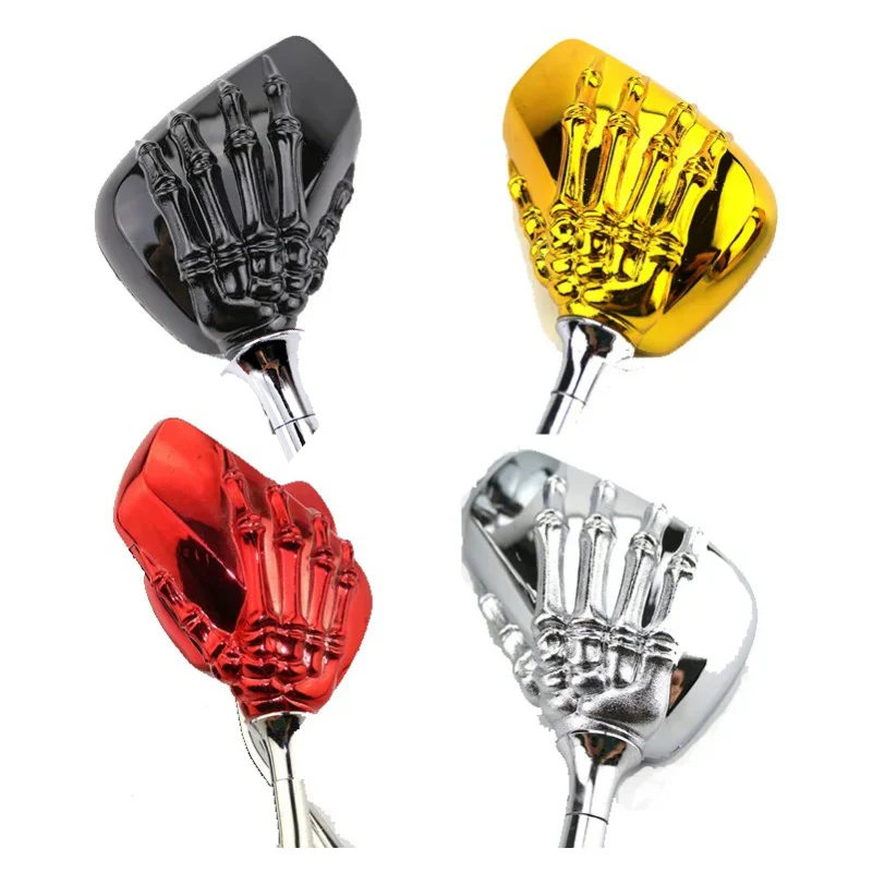 1-Pair-Motorcycle-Mirrors-Skeleton-Hand-Rearview-Side-Thread-Chrome ...