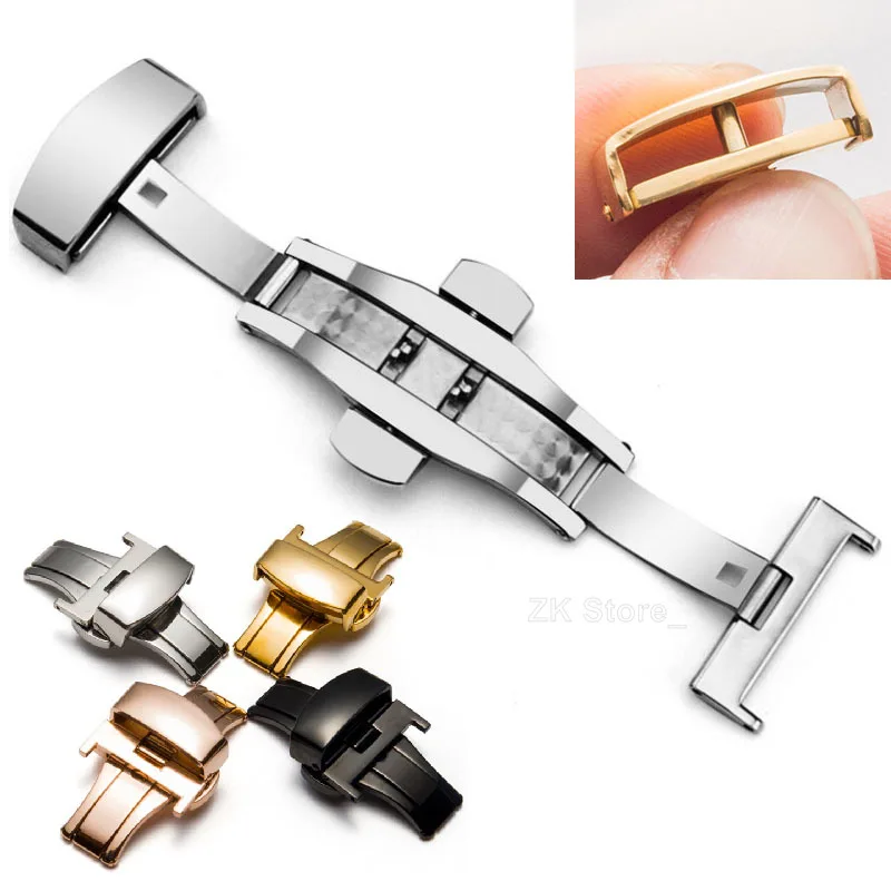 Stainless Steel Butterfly Buckle Polished Button Watchband Buckle 10/12 ...