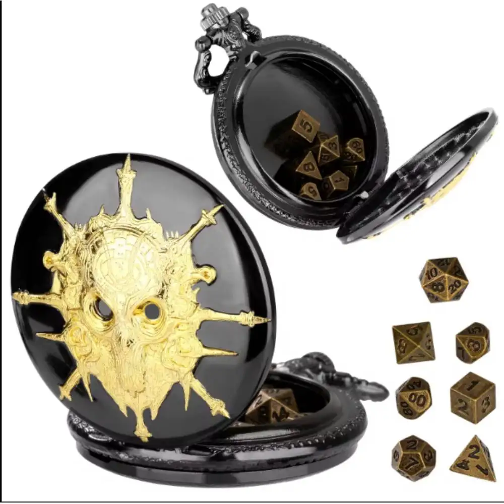 Vintage-Skull-Head-Pocket-Watch-Dice-DND-Dices-Chain-Xmas-Pendant-Mini ...