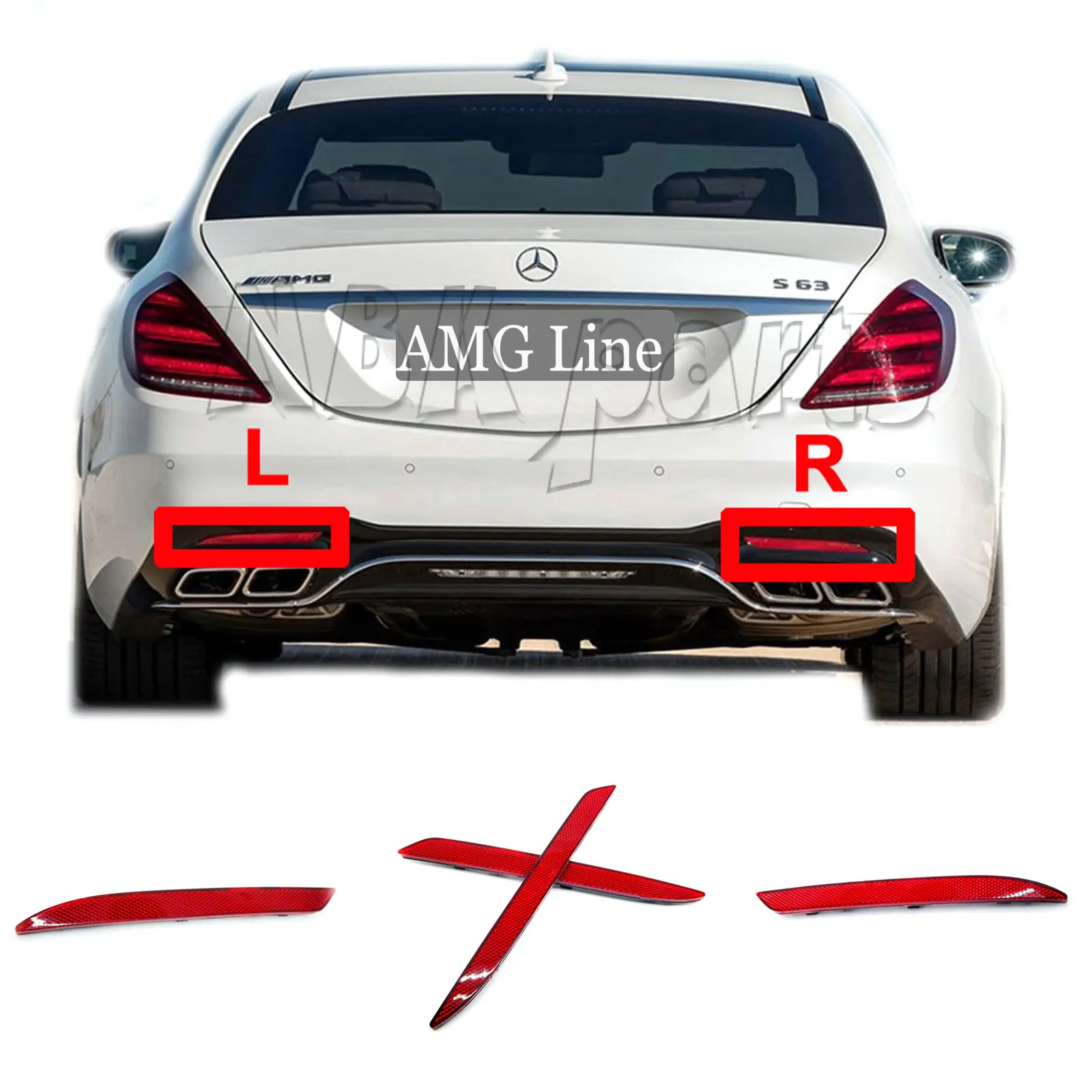 Rear Reflector Fit 14-21 Mercedes-Benz S class W222 W217 S300 S350 S400 ...