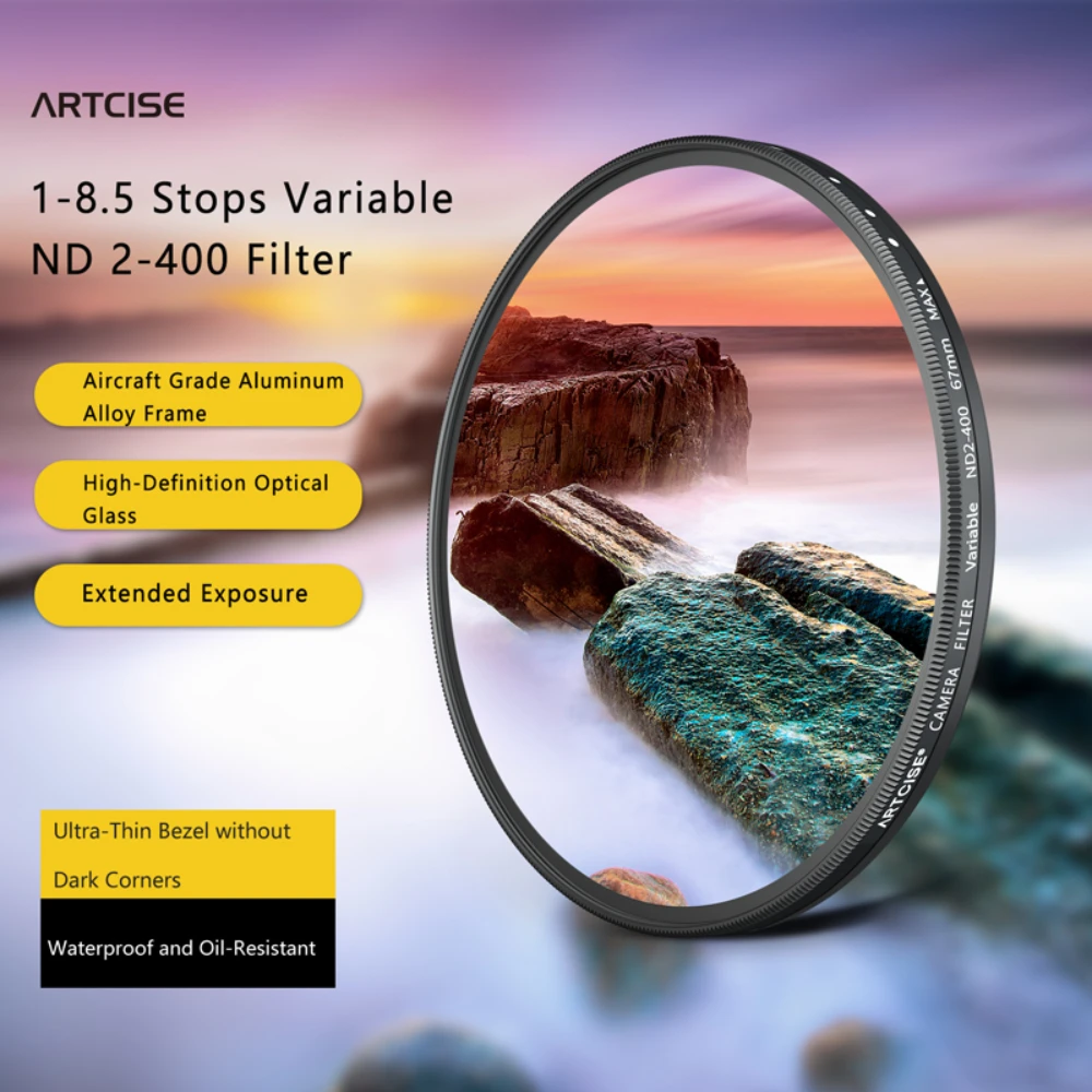 ARTCISE Variable ND2-400 Filter 37 39 40.5 43 46 49 52 55 58 62 67 72 ...