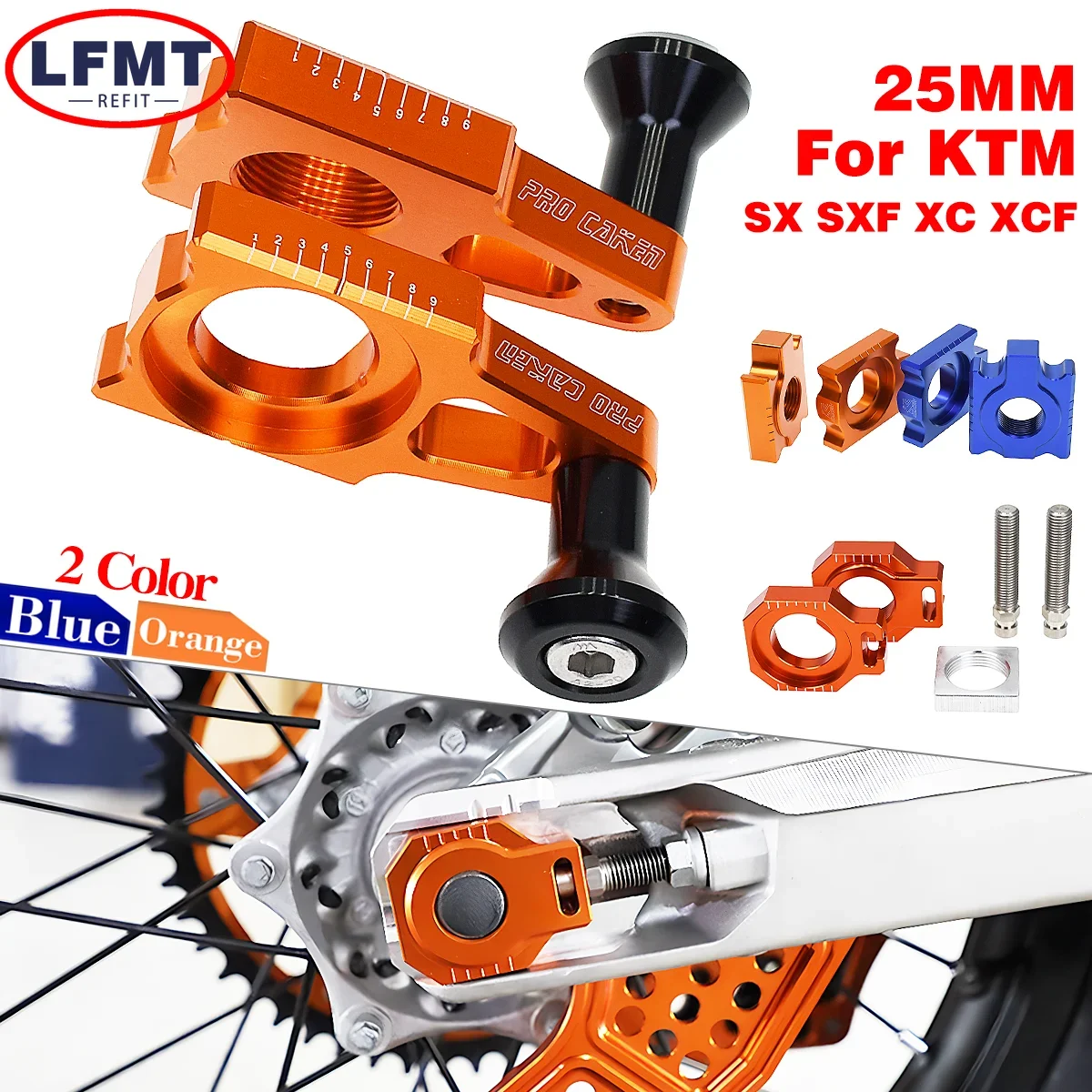 Motocross-25mm-CNC-Rear-Chain-Adjuster-Axle-Blocks-For-KTM-125-150-250 ...