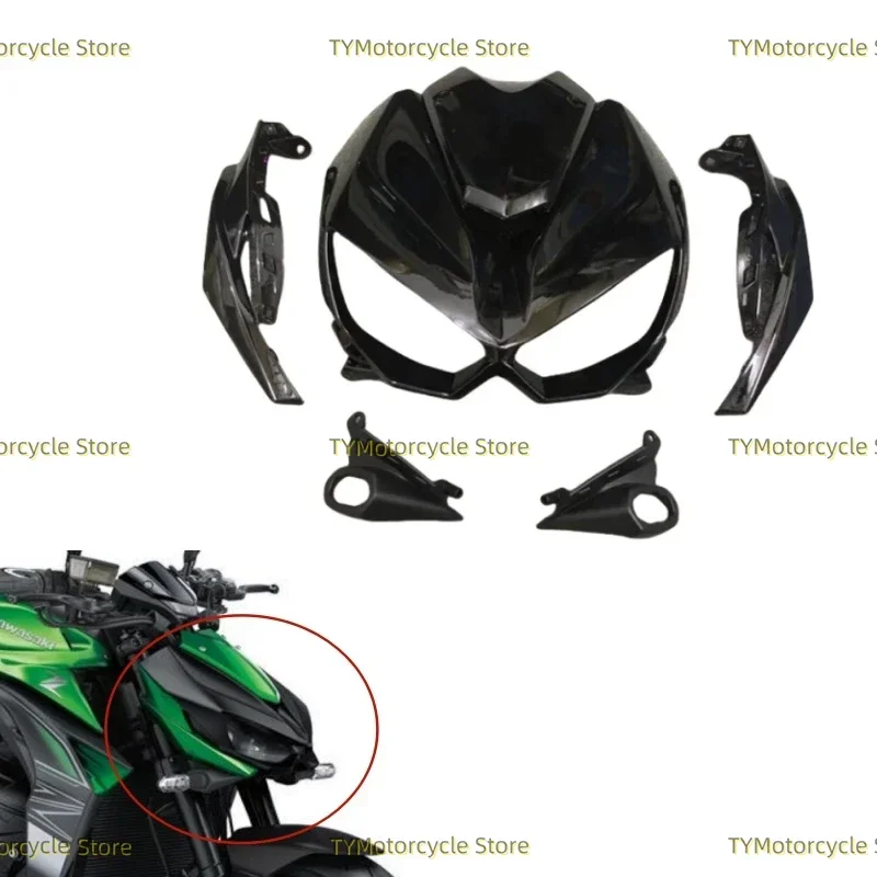 Bright black Motorcycle Front Upper Fairing Headlight Cowl Nose Kit Fit ...