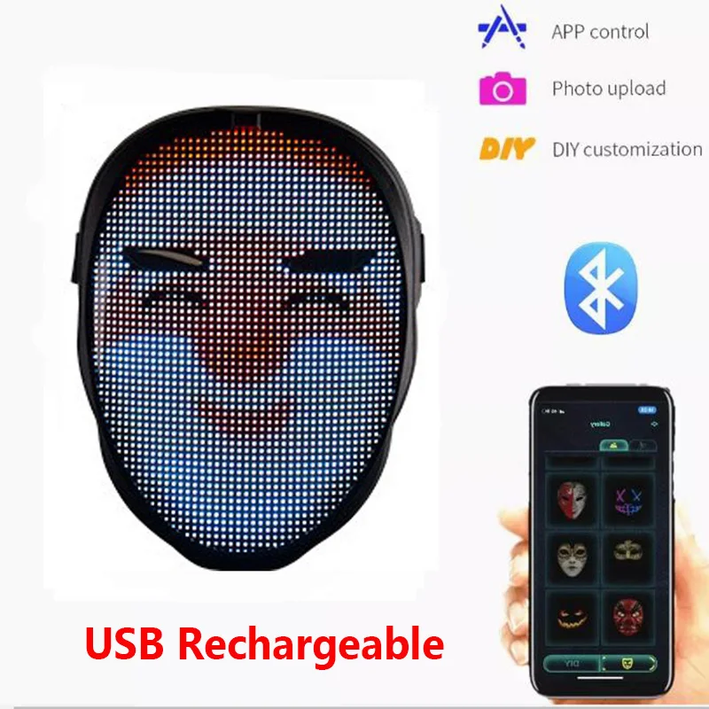 Led-Light-Up-Mask-Bluetooth-APP-Programmable-Changing-Face-Luminous ...