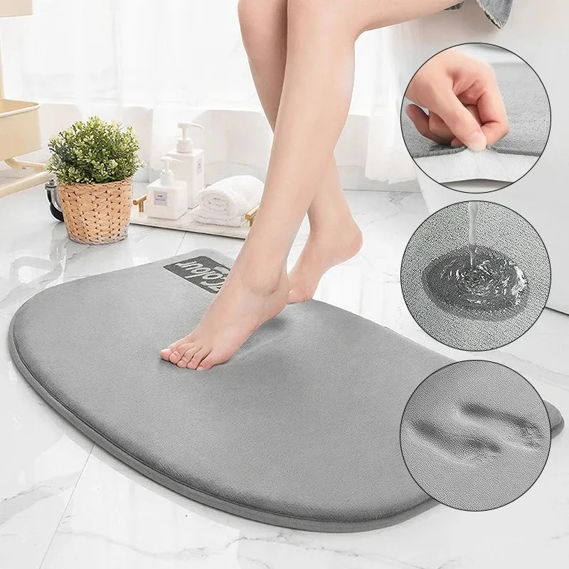 Gray-Shower-Floor-Mat-Quick-Drying-Super-Absorbent-Shower-Mat-Anti-Slip ...
