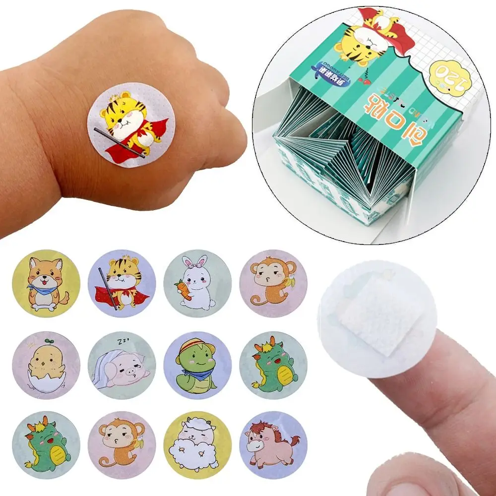 100-120PCS-Cartoon-Animal-Cartoon-Bands-Aid-Round-Skin-Dressing-Patch ...