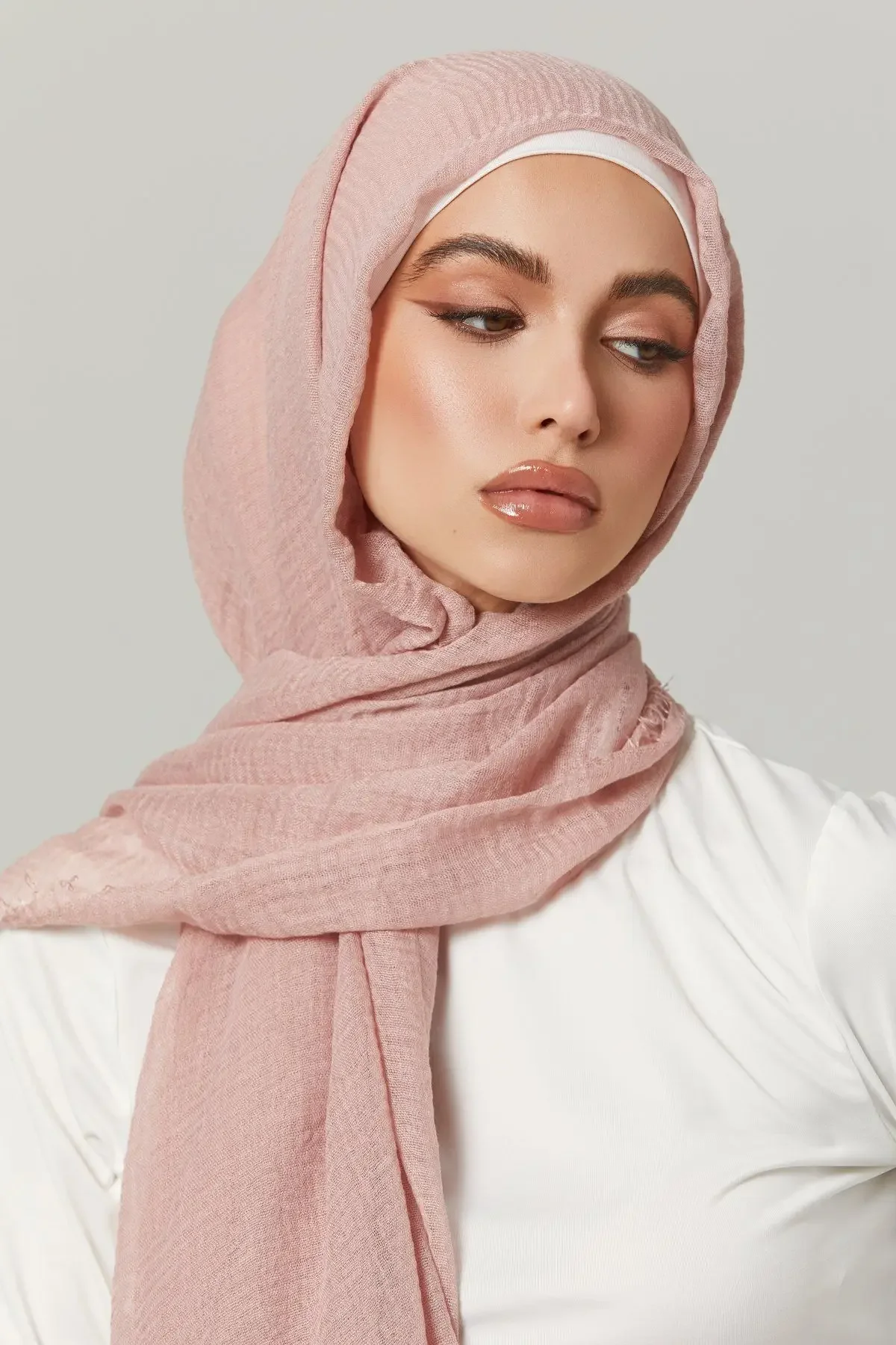 Crinkle Cotton Hijab Scarf Women Turban Muslim Shawl Plain Bandana ...