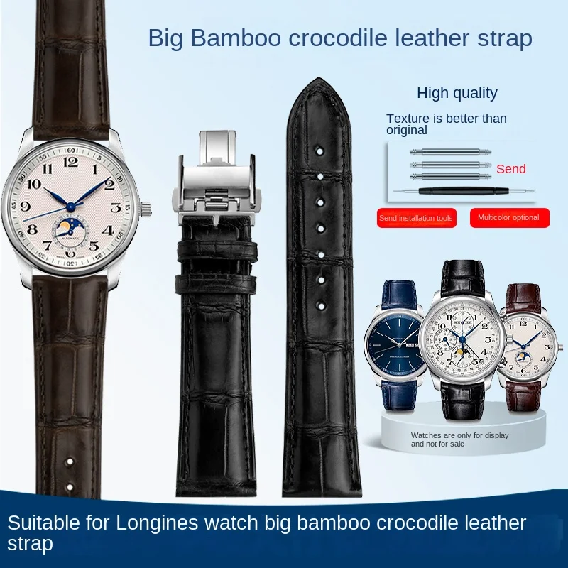 High-quality-Crocodile-Leather-Watch-band-19mm-20mm-21mm-For-Longines-L2-L3-L4-Masters ...