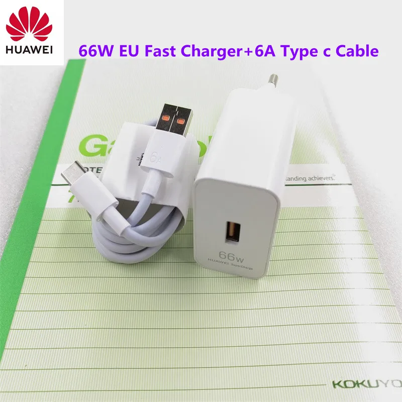 Huawei 66w EU Super Fast Charger 6A USB Type C Cable For Huawei P60 ...