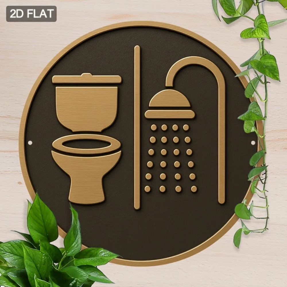 2D Bathroom Shower Sign Waterproof Aluminum Toilet & Shower Icon Easy ...