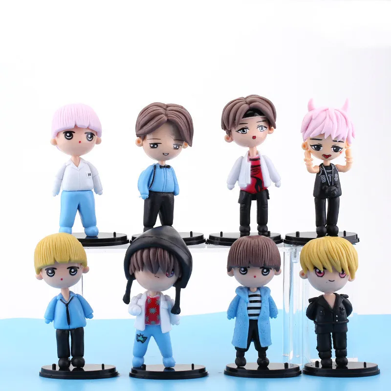 8pcs/set Bangtan Boys Action Figure Korea Kpop Stars Q Cartoon Anime ...
