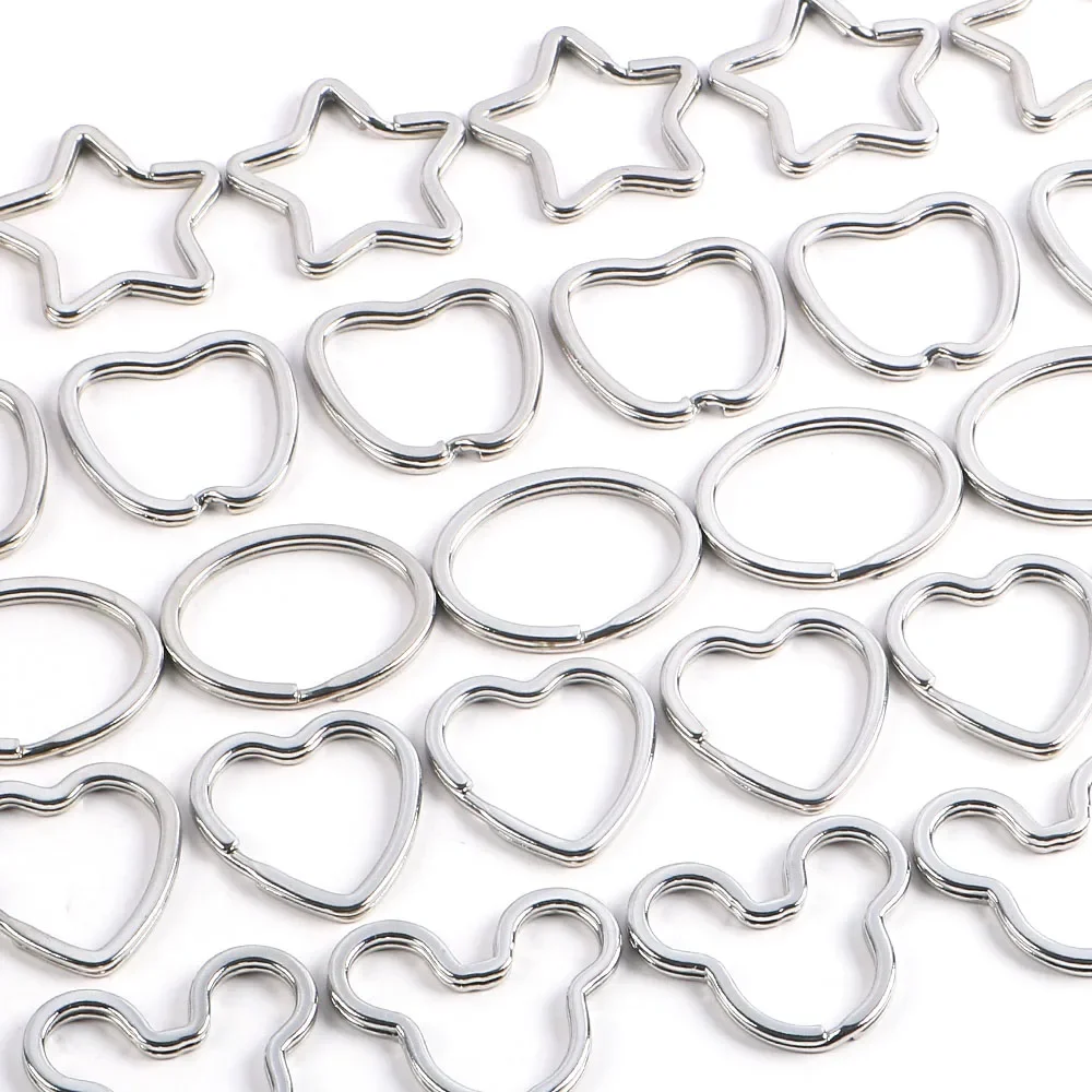 5pcs Star/Oval/Heart Shape Metal Key Holder Split Rings Unisex Keyring ...