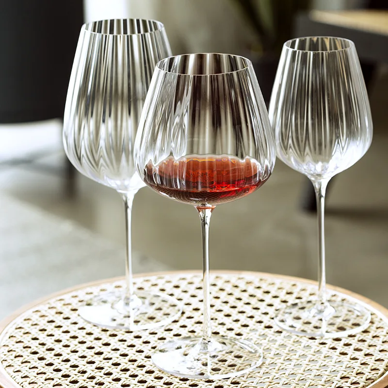 2PCS-Set-Red-Wine-Glasses-Transparent-Ripple-Stripe-Crystal-Glass-cup ...