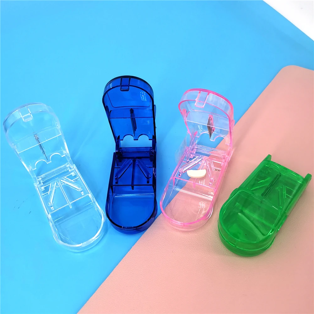 1PC Pill Cutter Box Portable Drug Box Tablet Cutter Splitter Medicine ...