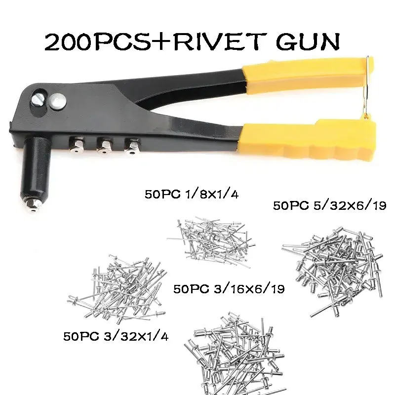 Heavy-Duty-Rivet-hand-tools-Machine-Kit-Pop-Rivet-Gun-200Pcs-Blind ...