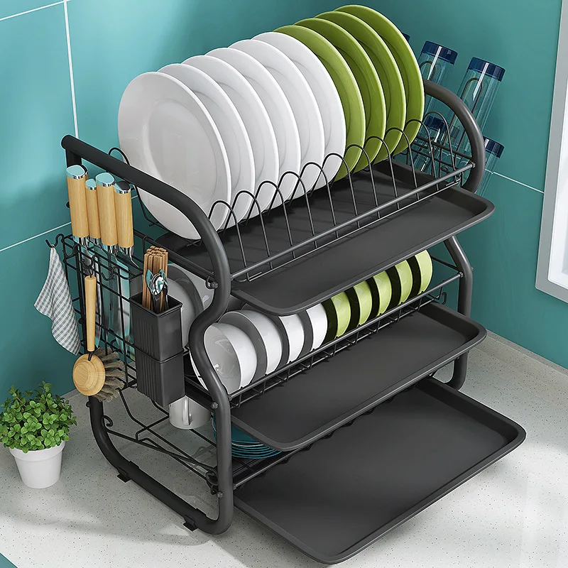 3-Tier-Dish-Drainer-Rack-Holder-Dish-Drying-Rack-Plate-Dish-Cup-Cutlery ...