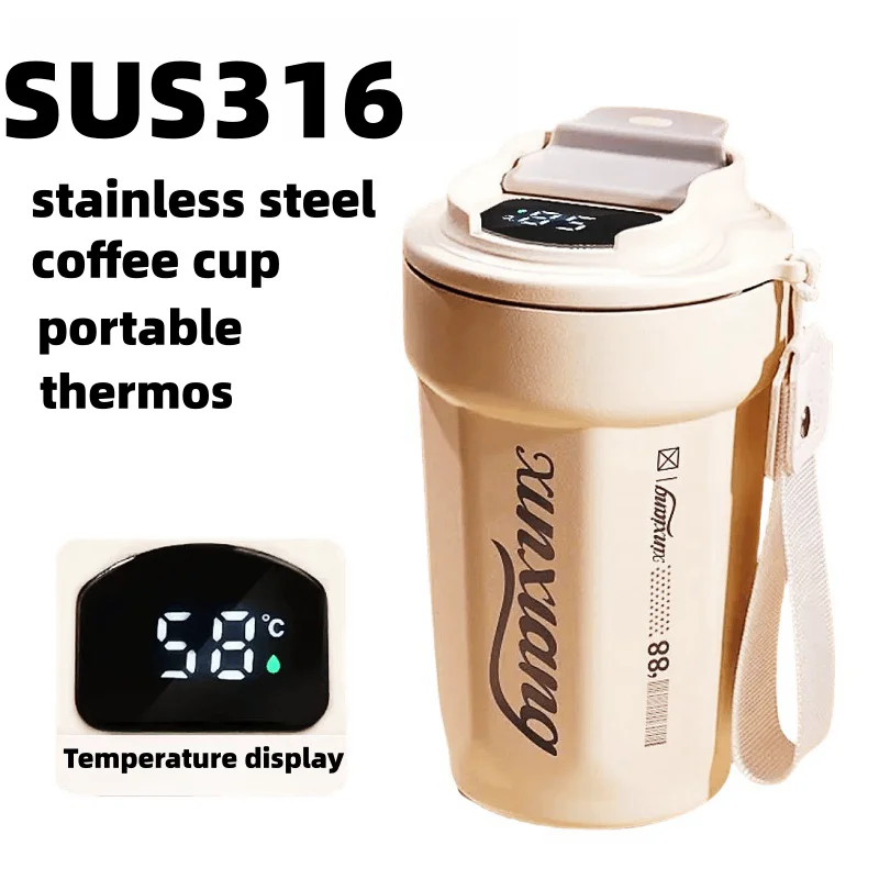 480ml-Insulated-Coffee-Cup-with-Temperature-Display-Portable-Thermos ...