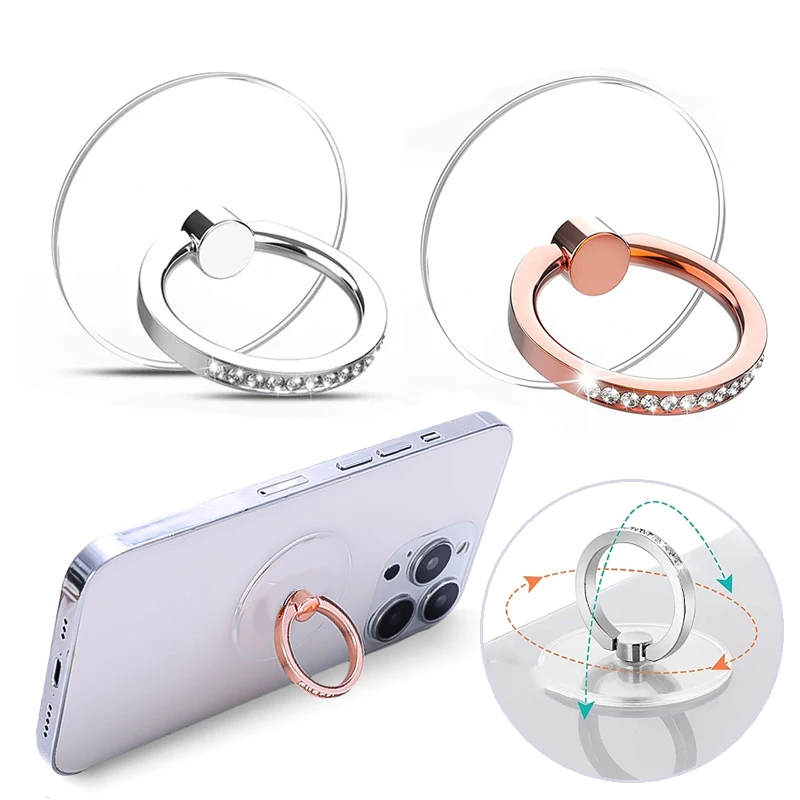 Mobile-Phone-Finger-Ring-Holder-Stand-Transparent-Diamond-Finger-Grip ...