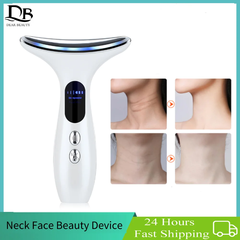 Neck Beauty Device EMS Micro-current LED Photon Firming Rejuvenating Anti Wrinkle Thin Double ...